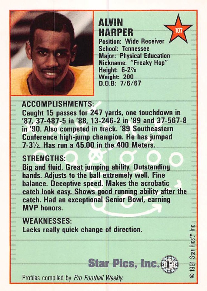 Alvin Harper 1991 Star Pics 107 Tennessee Volunteers Football Card | eBay