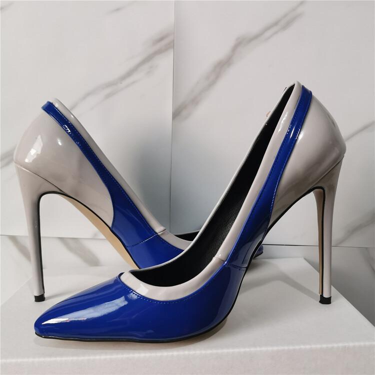 Womens Formal Business Party Blue Pump Pointed Toe Work Stiletto High ...