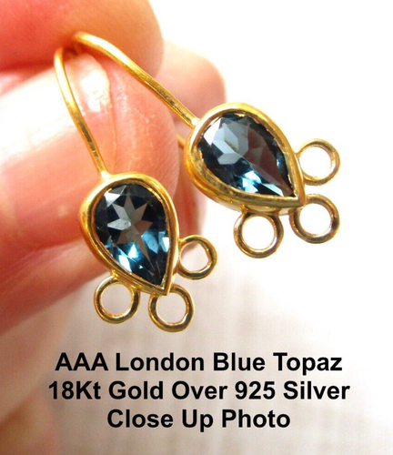 London Blue Topaz 18K Gold Vermeil Sterling Silver Triple Loop Earring ...