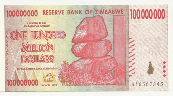 Zimbabwe 100000000 Dollars 2008 P 80 UNC for sale online | eBay