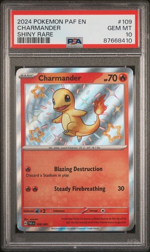 CHARMANDER 109/091 PSA 10 GEM MINT - SHINY HOLO RARE PALDEAN FATES ...