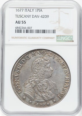 ITALY TUSCANY/FLORENCE COSIMO III 1677 PIASTRE SILVER COIN NGC ...