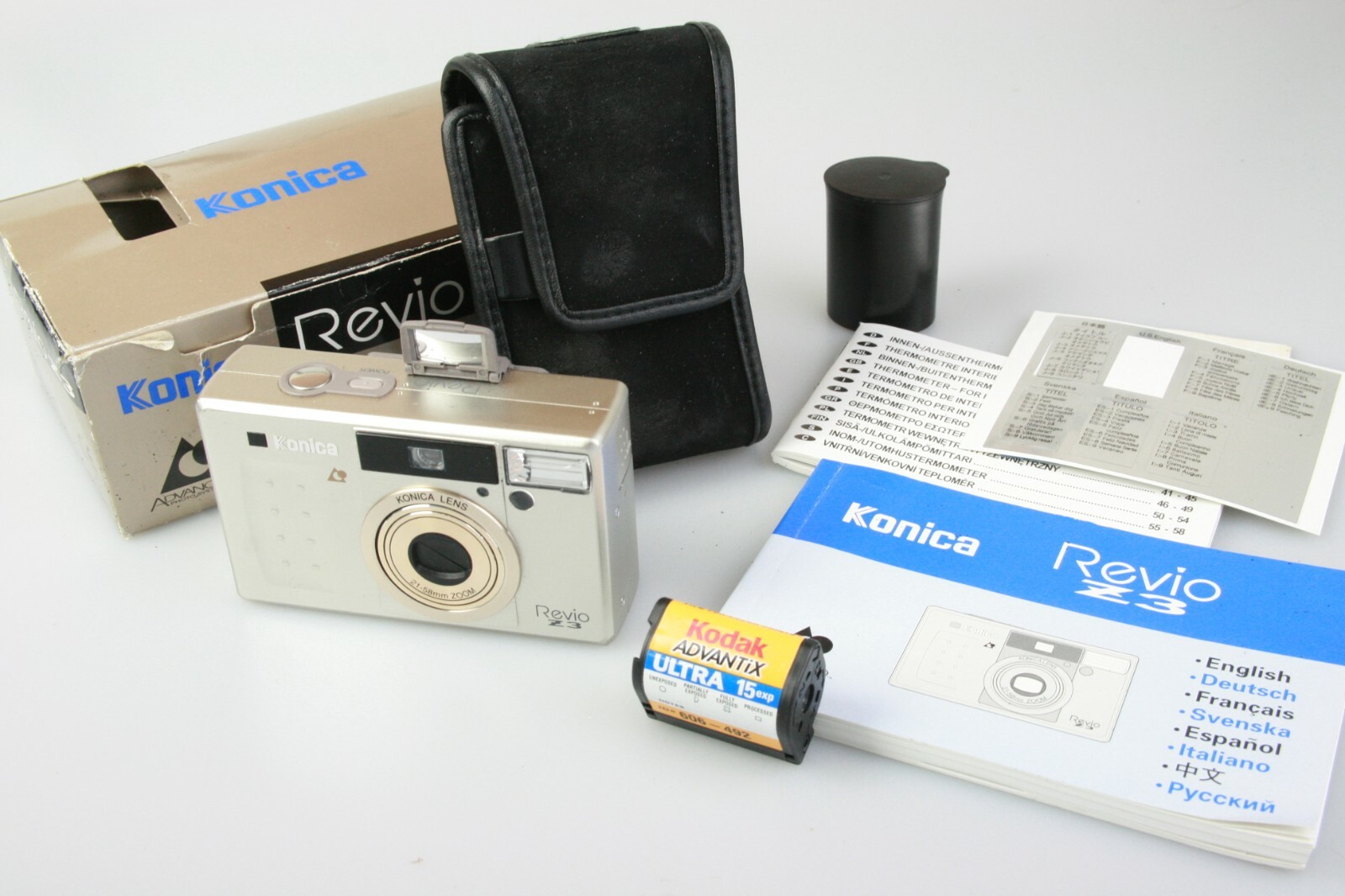 Boxed KONICA REVIO Z3 APS film CAMERA +KodaK Film +Manual +Case etc. | eBay UK