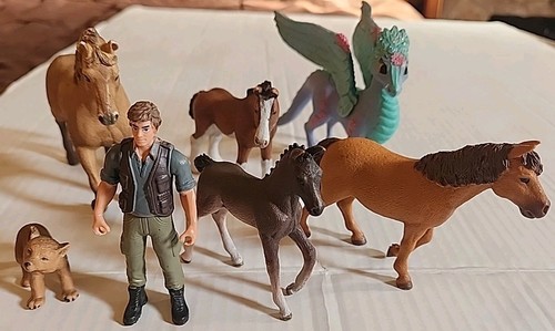 Schleich Figure Lot Wolf Pup, Wildlife Ranger, Horses, Bayala Flower ...