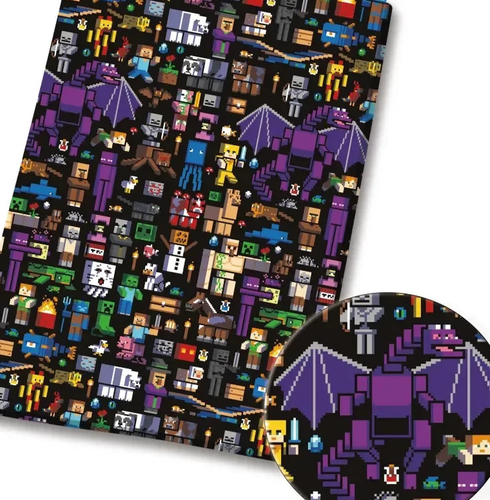 Minecraft Game blocks character polycotton Fabric Half Yard (18” x 55 ...