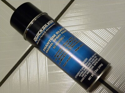 QUICKSILVER MERCURY MARINER spray paint 12 ounce can GLOSS BLACK enamel ...