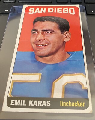 1965 Topps Emil Karas #162 SP “EX+” San Diego Chargers “CENTERED ...