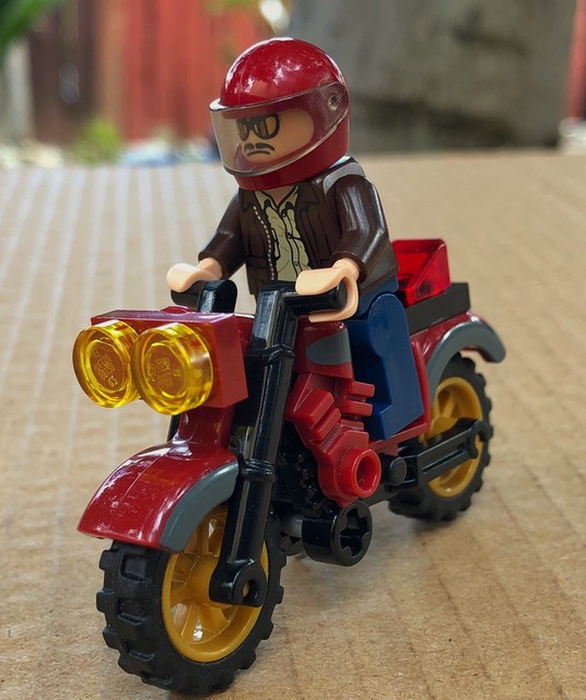 Lego MOTORCYCLE Dirt Bike Red Vintage Style European Custom City w ...