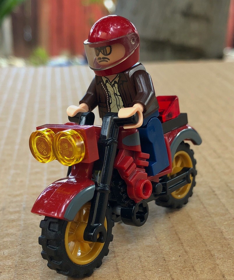 Lego MOTORCYCLE Dirt Bike Red Vintage Style European Custom City w ...