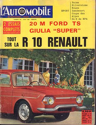 L'AutOmobile August Ford Ts Giulia,R10 Renault French Auto Magazine ...