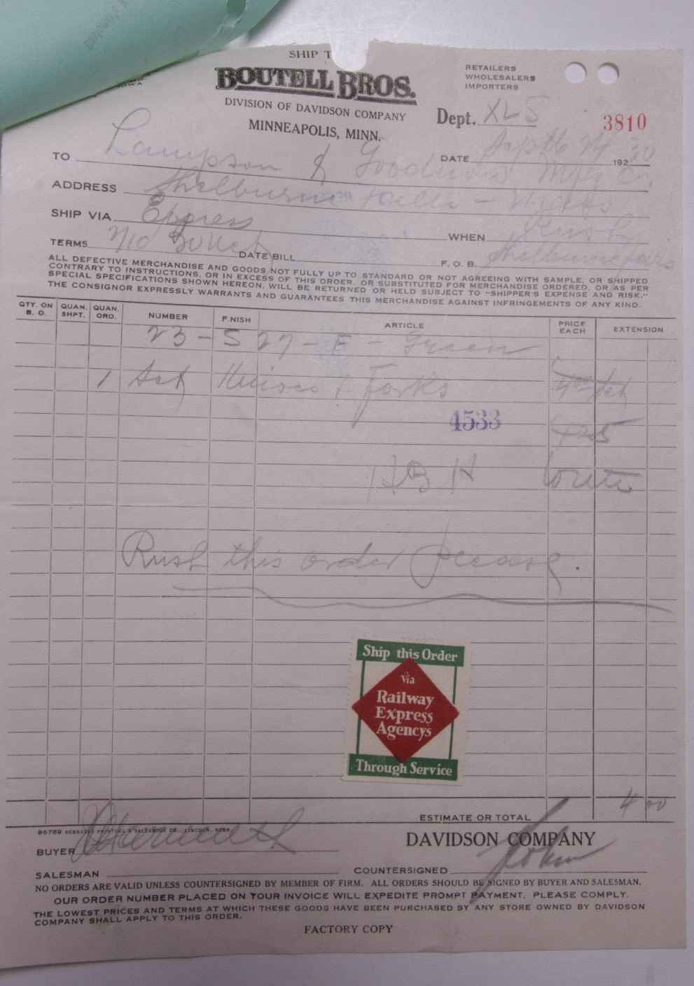 1930 Lamson Goodnow Boutell Bros Minneapolis MN STAMP Davidson Ephemera ...