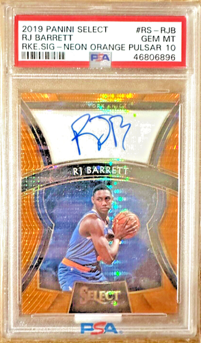 2019 Panini Select Neon Orange Pulsar Prizm RJ Barrett RC Rookie AUTO ...