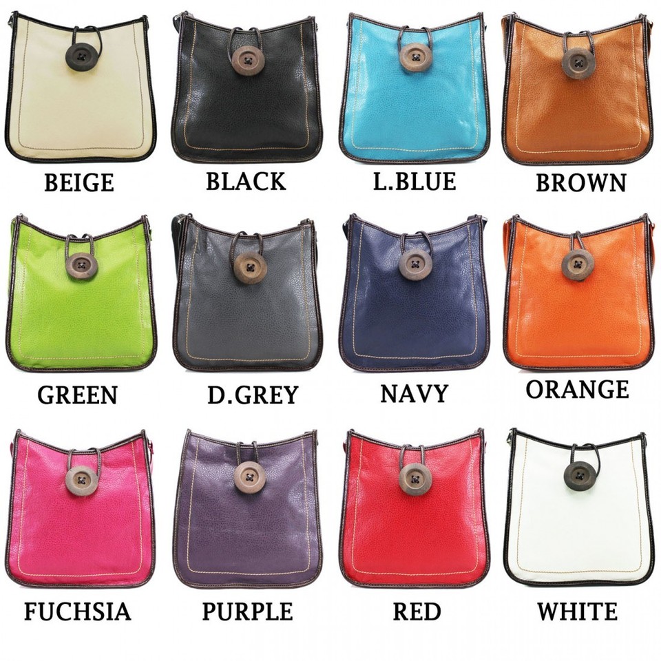 Ladies Button Crossbody Messenger Bag Women Shoulder Stitch Detail ...