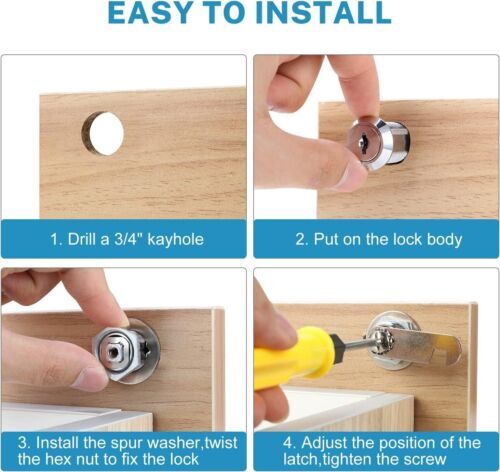 Universal Cam Lock Cabinet Keyed Cam Lock RV Door Kitchen Drawer Short ...