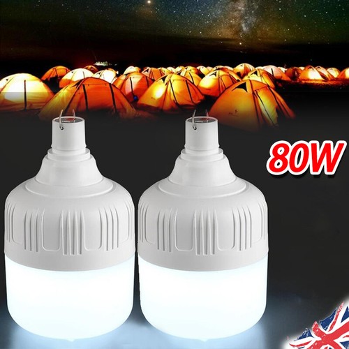 2Pcs 80W Super Bright LED Lantern Camping Tent Lamp USB Rechargeable ...