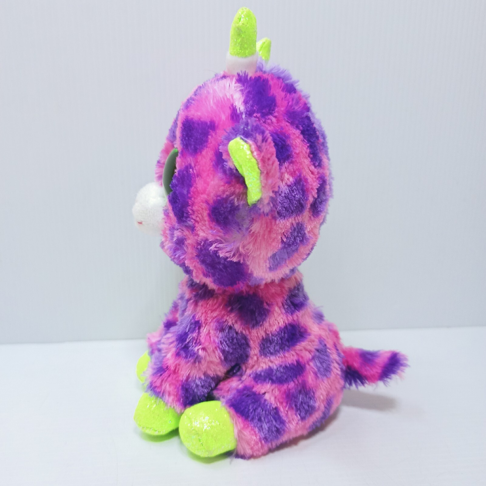 ty Beanie Boo Gilbert the Giraffe 17 cm 100% tySilk Outer Pink Purple ...