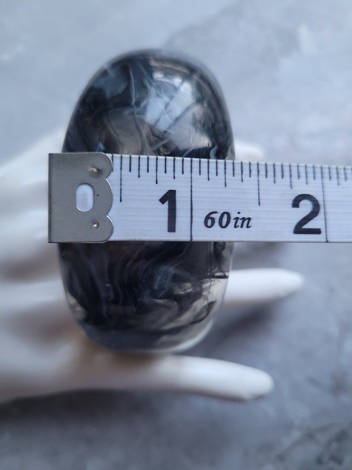 Vtg Black & White Swirl Marbled Chunky Lucite Bangle Bracelet ...