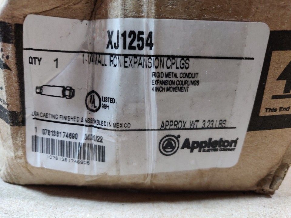 Appleton XJ1254 Rigid Expansion Coupling, 1-1/4", 4" Movement ...
