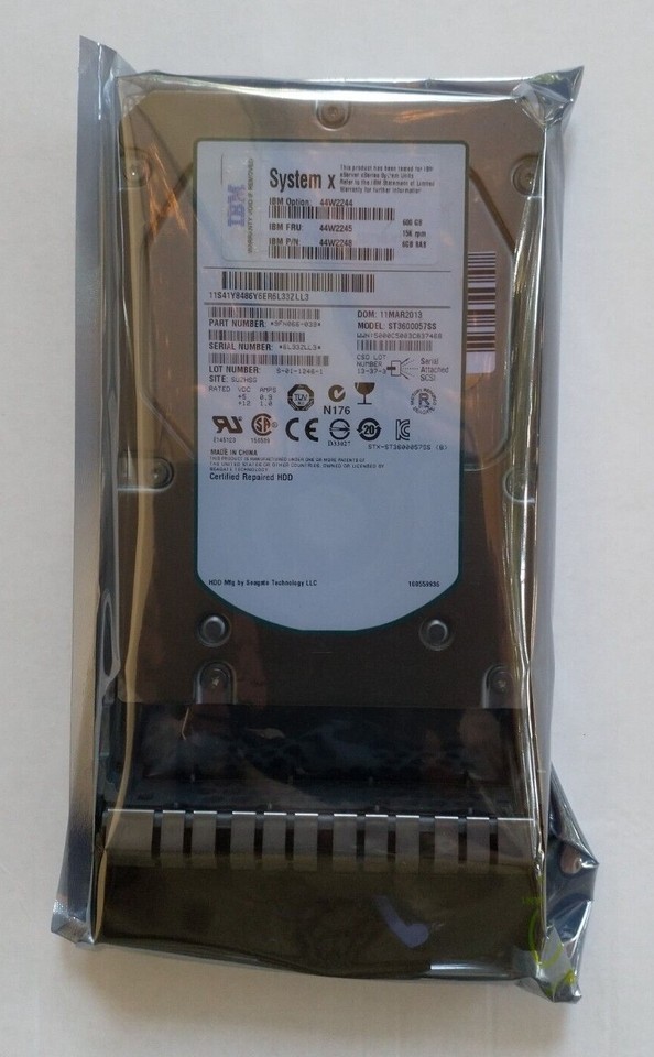 IBM 600GB SAS 3.5 HARD DISK 44W2245 44W2244 44W2248 ST3600057SS 9FN066 ...