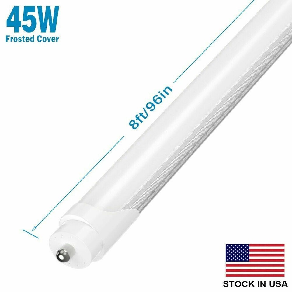8FT LED Tube Light 45W 50W 72W 6500K T8 Single Pin 8 Foot LED Shop ...