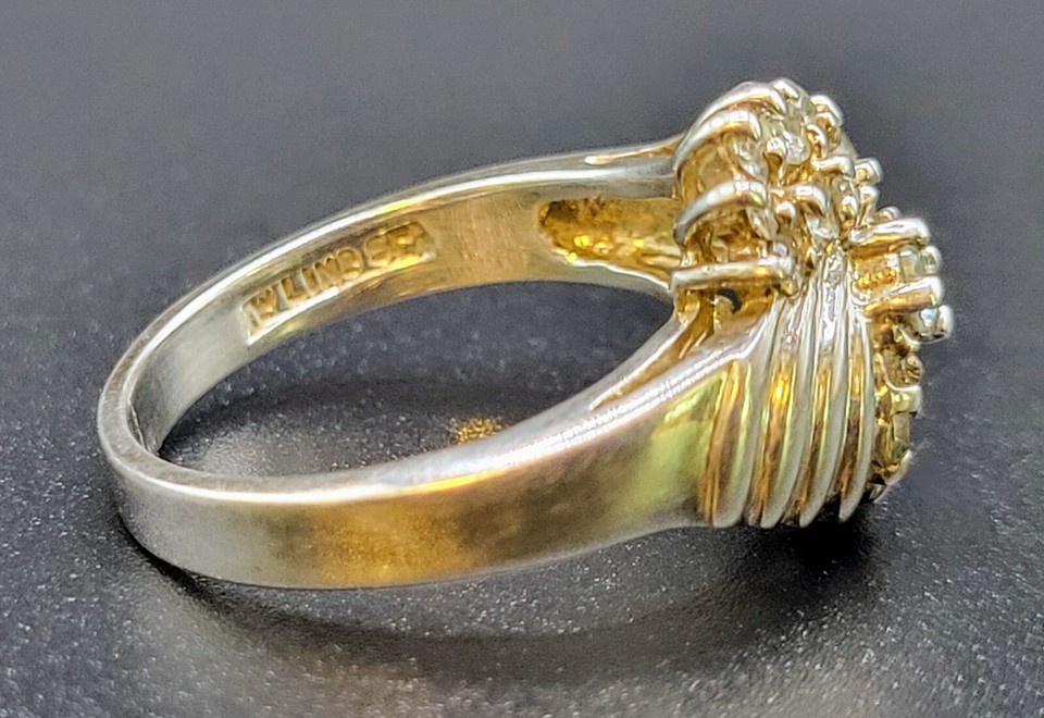 Vintage LIND Silver Plate SP Rhinestone Cluster Ring SIZE 8 Chic ...