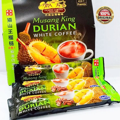 2 x TENOM SABAH MUSANG KING DURIAN WHITE COFFEE PREMIX 12 PACKETS X 40g ...