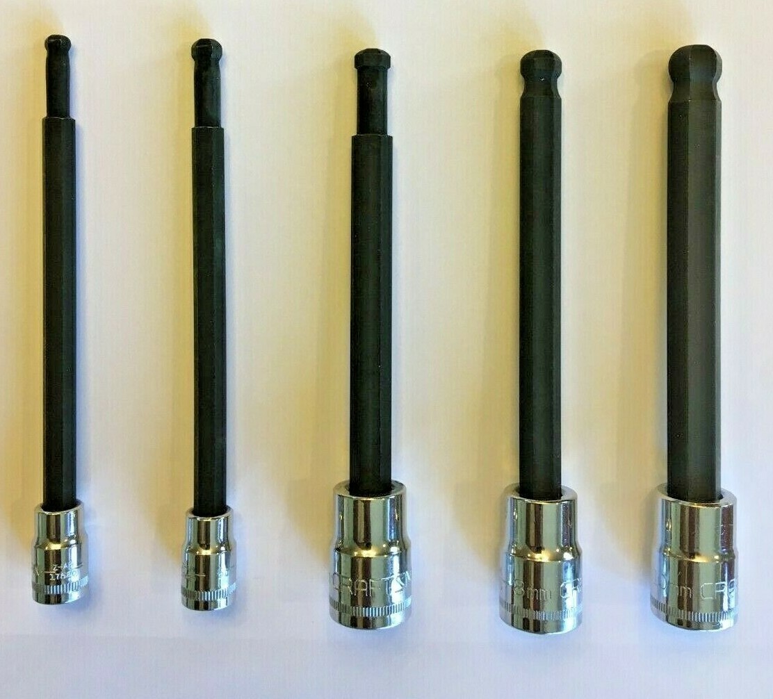 Craftsman 5pc 1/4 - 3/8 Metric Long Ball Hex Allen Bit Bit Socket Set ...