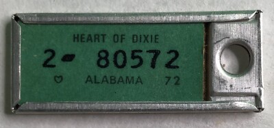 1972 Alabama Mini Tag Disabled American Veterans DAV Heart Of Dixie | eBay
