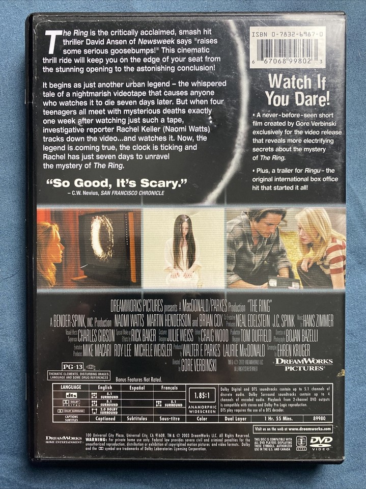 The Ring (DVD, 2003, Widescreen) B2G1FREE 667068998023| eBay