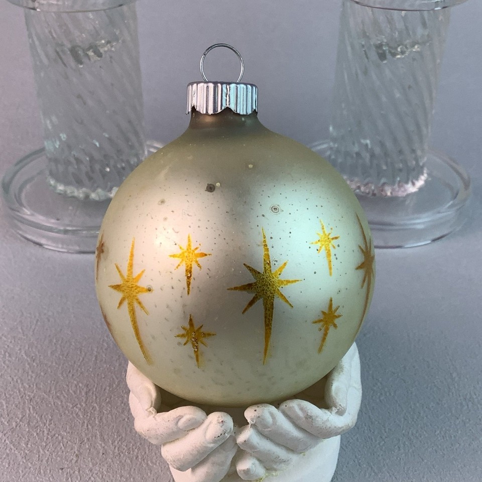 Vintage Shiny Brite-Santa’s Sleigh & Atomic Starburst Stenciled ...