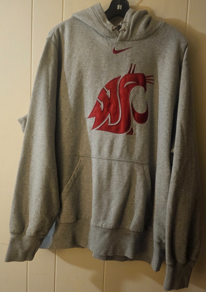 Y2K WSU Nike Center Swoosh Hoodie Washington State Sweatshirt Mens 2XL ...