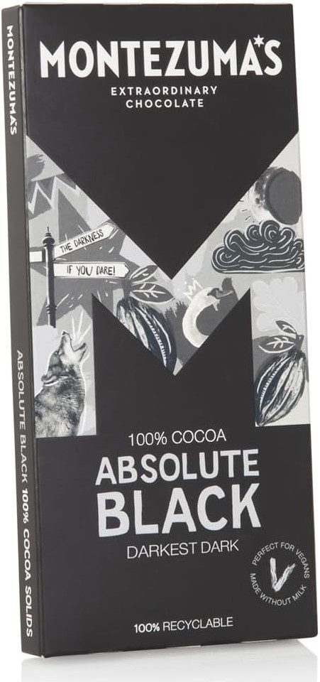 Montezuma's Absolute Black, 100% Cocoa, Dark Chocolate, Gluten Free ...