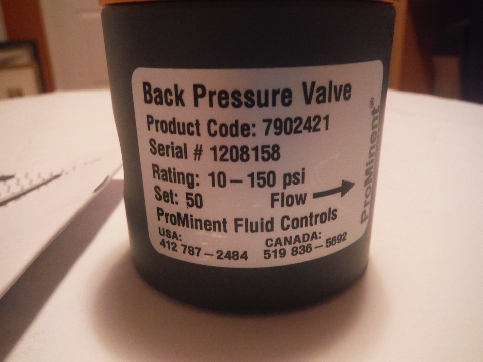 New Griffco M-Series ,ProMinent Back Pressure Valve, 10-150 psi, Set 50 ...