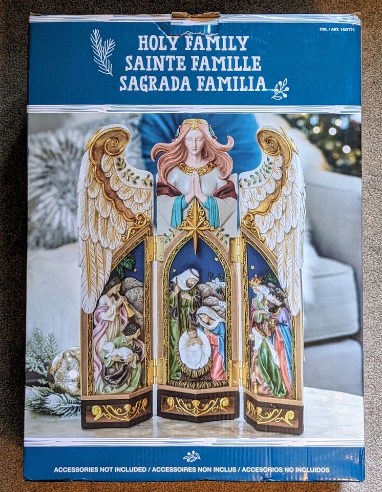 Costco Holy Family Triptych Angel Nativity Scene Christmas Decoration ...
