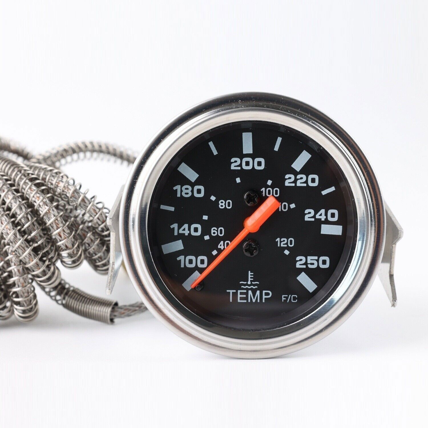 2'' 52mm Chrome Pointer Water Temp Temperature Gauge Mechanical Black ...