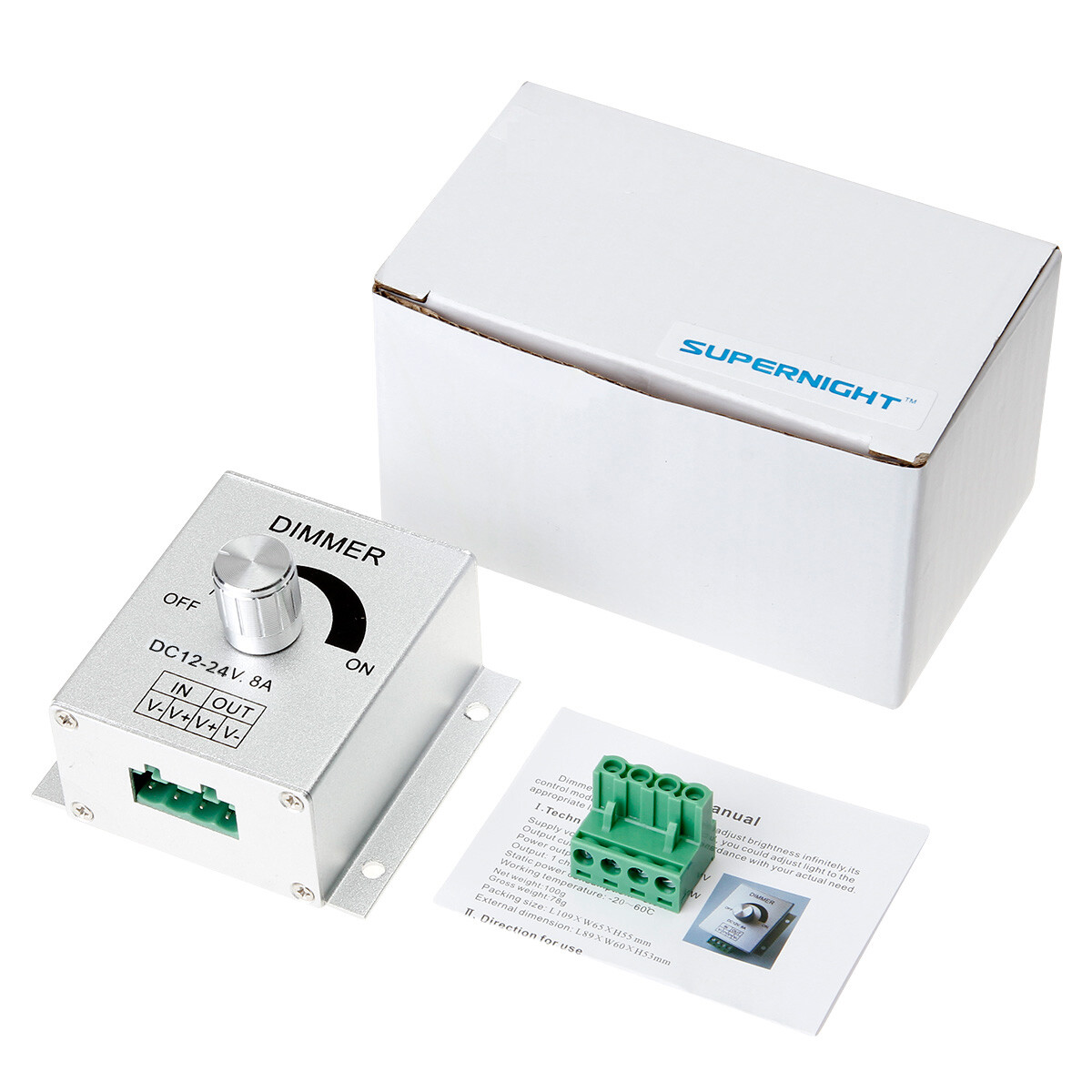 Brightness Switch Controller Dimmer 12-24V DC 8A for Single Color LED ...