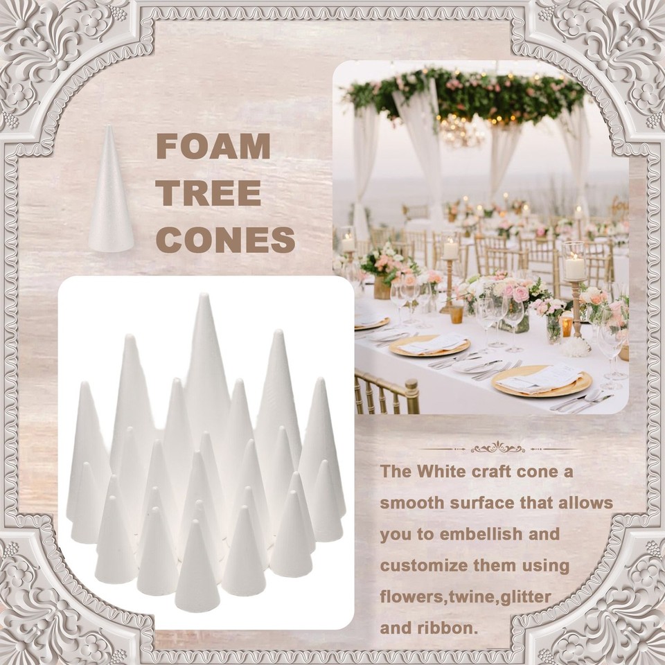 2X(24Pack Craft Foam Cones, Foam Tree Cones, Cones Shaped Foam for Arts ...