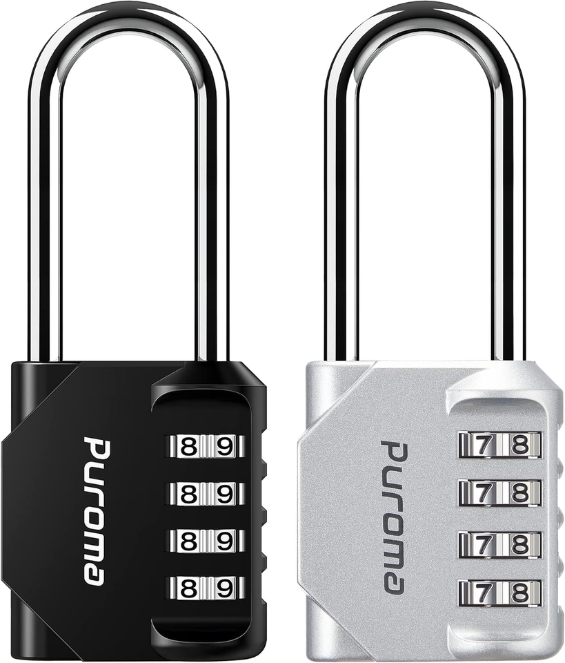 2 Pack 2.6 Inch Long Shackle Combination Lock 4 Digit Outdoor ...