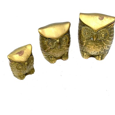 3 Pcs Vintage Leonard Silver MFG. Co. Solid Brass Collection, Owl ...