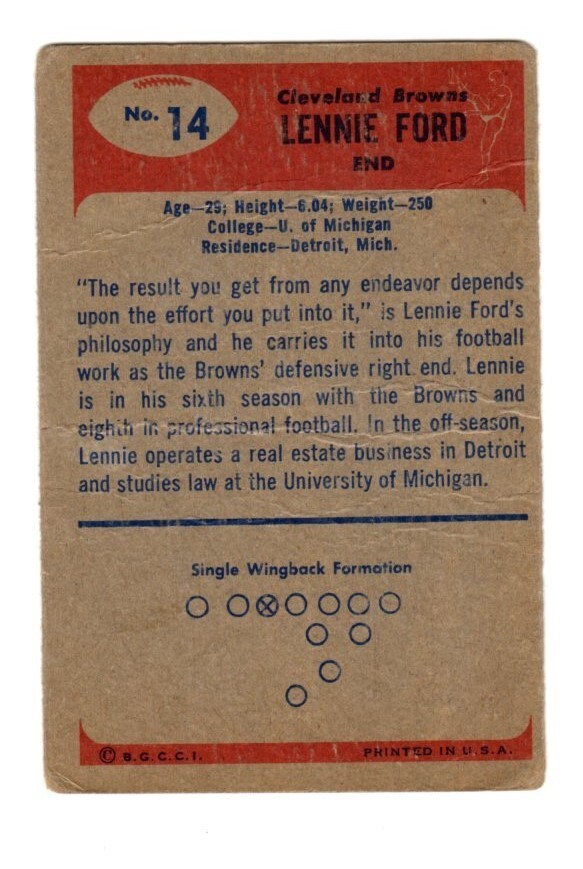 1955 Bowman Football - Len Ford #14 | eBay