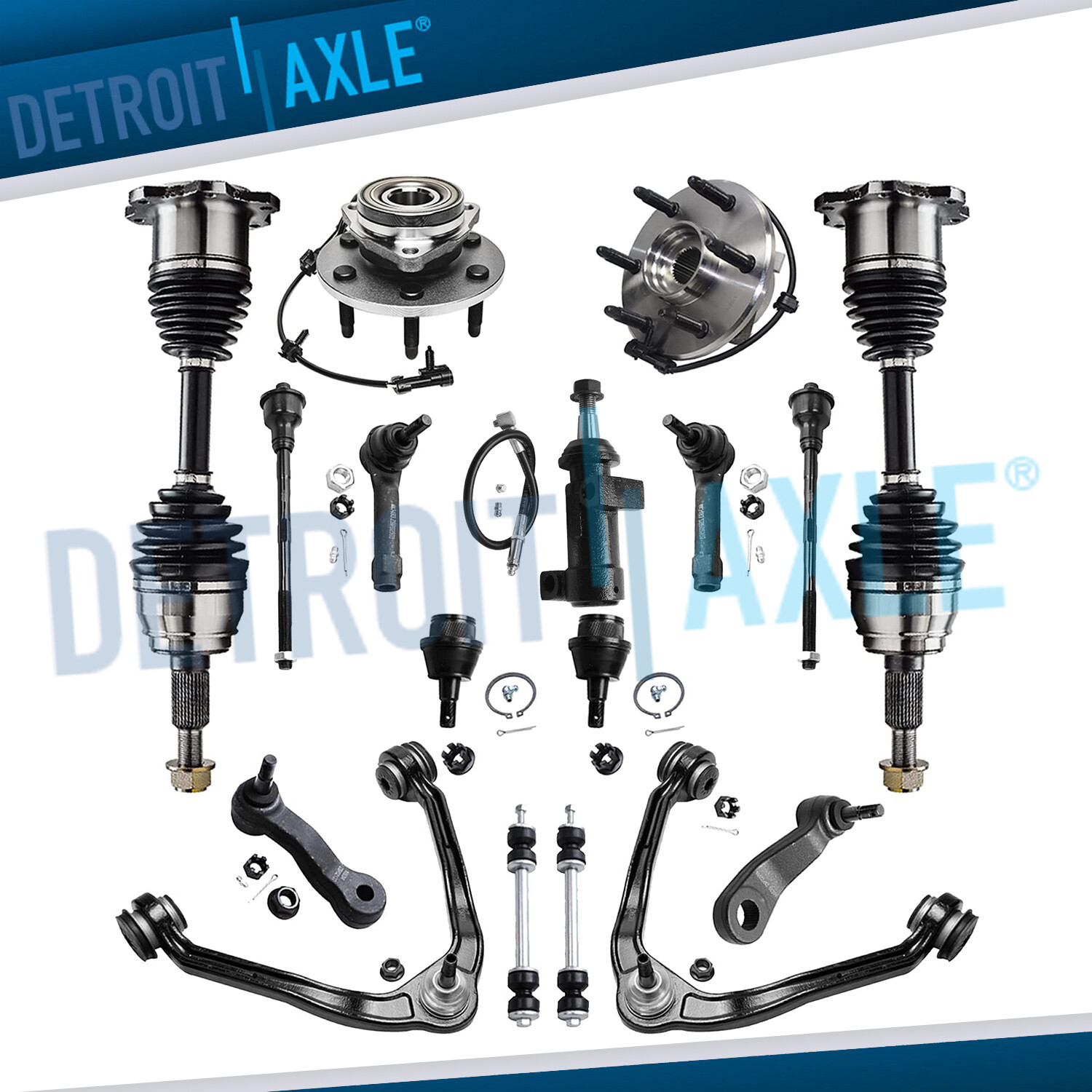 4WD Front CV Axles Upper Control Arms Hub Kit for Silverado Sierra ...