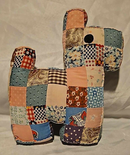 Vintage Handmade Patchwork Quilt Scottie Dog Stuffed Animal 9” X 10.5 ...