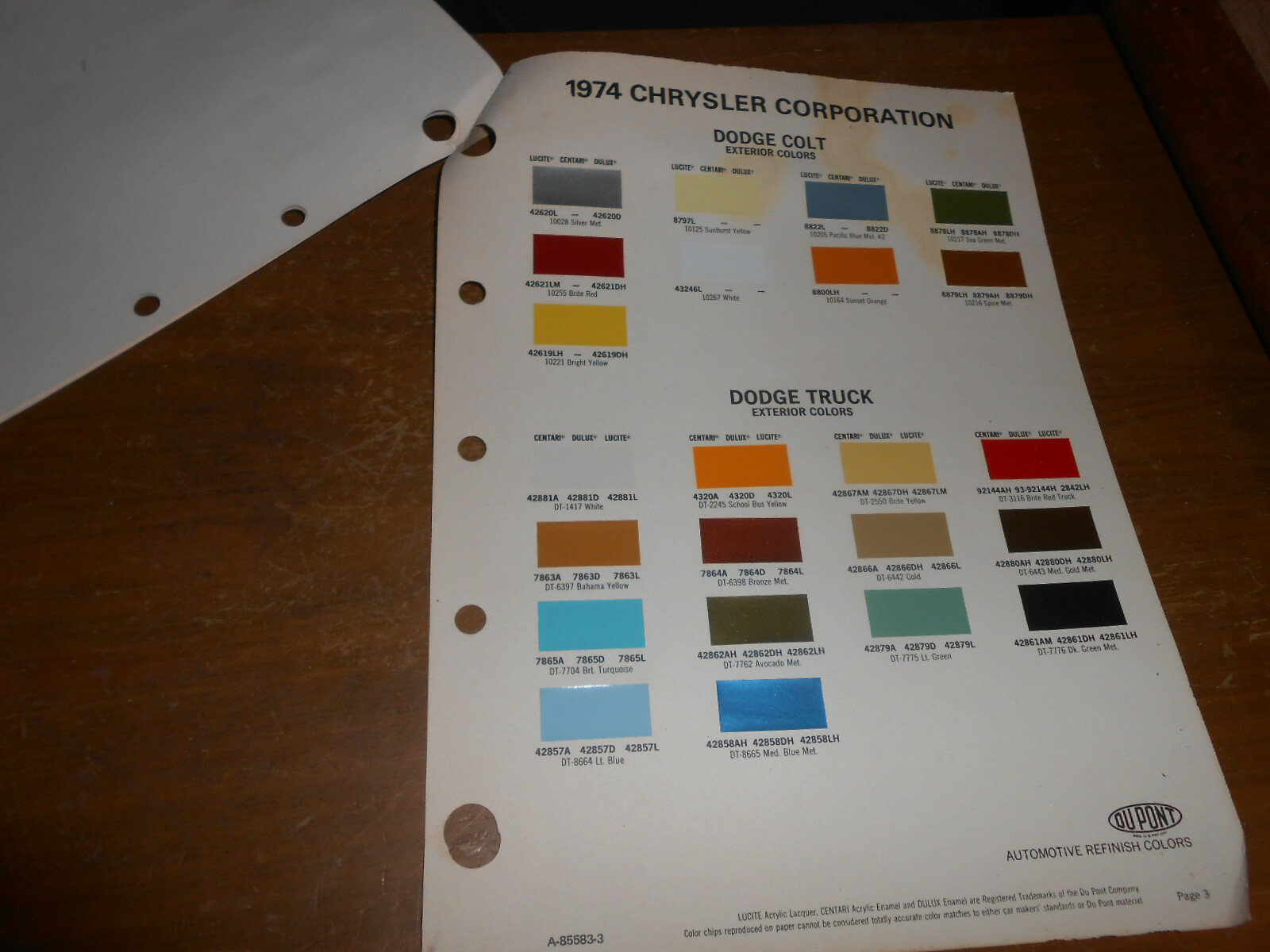 1974 Chrysler Dodge Imperial Valiant Baracuda Automotive Refinish Paint ...