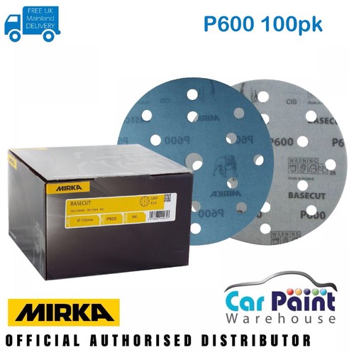 Mirka Basecut P600 Grit 150mm DA H&L Sanding Discs 100pk 6" Paper ...