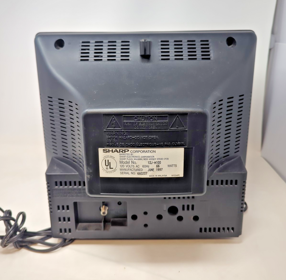 Sharp 13J-M100 13” Color CRT Television Black Tested Working Retro ...