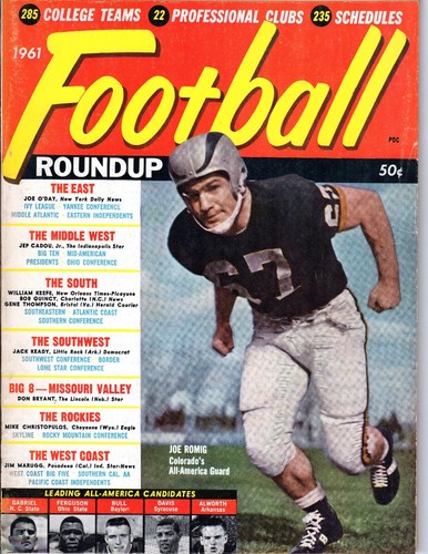 1961 Football Roundup magazine Joe Romig, Colorado Lance Alworth ...
