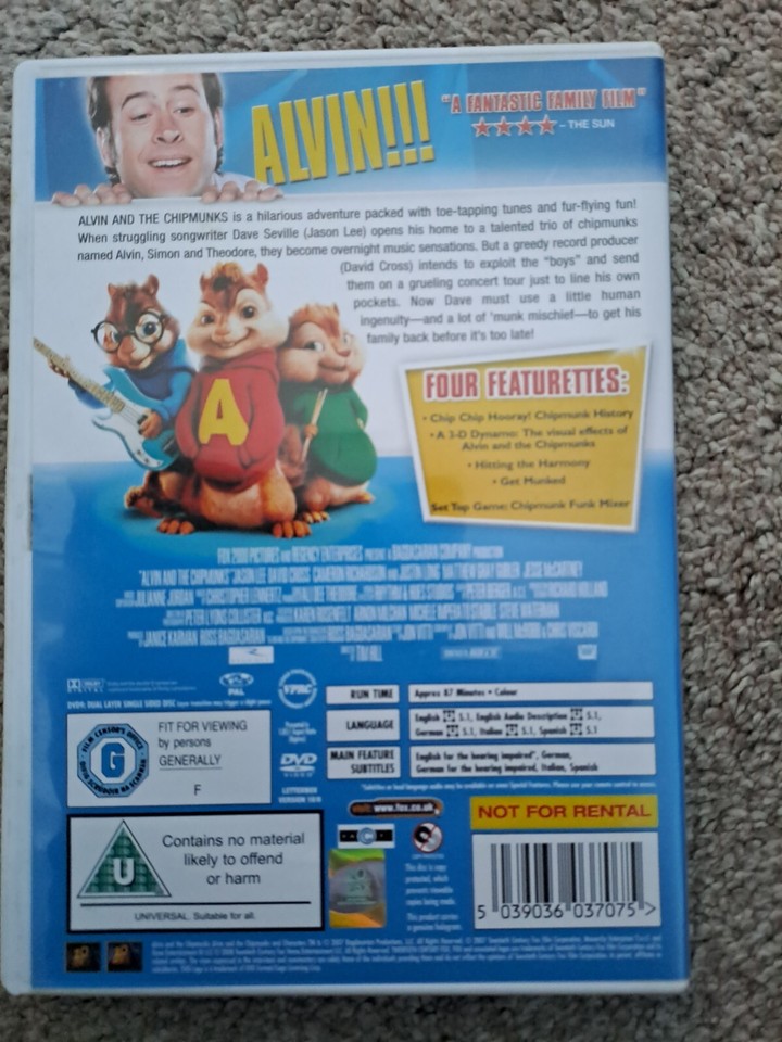 Alvin and the Chipmunks (DVD, 2007) 24543503019 | eBay