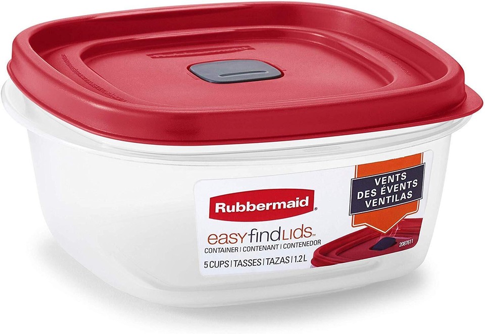 Rubbermaid Red Food Storage Containers with Easy Find Lids 3 Pack 5 Cup ...