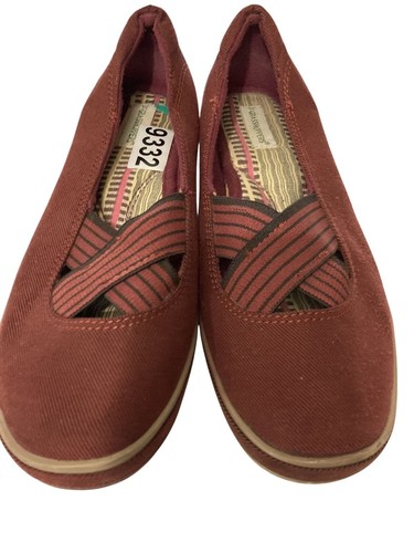 Grasshoppers Womens Red Canvas Wedge Slip-On Shoes Size 6M With Elastic ...