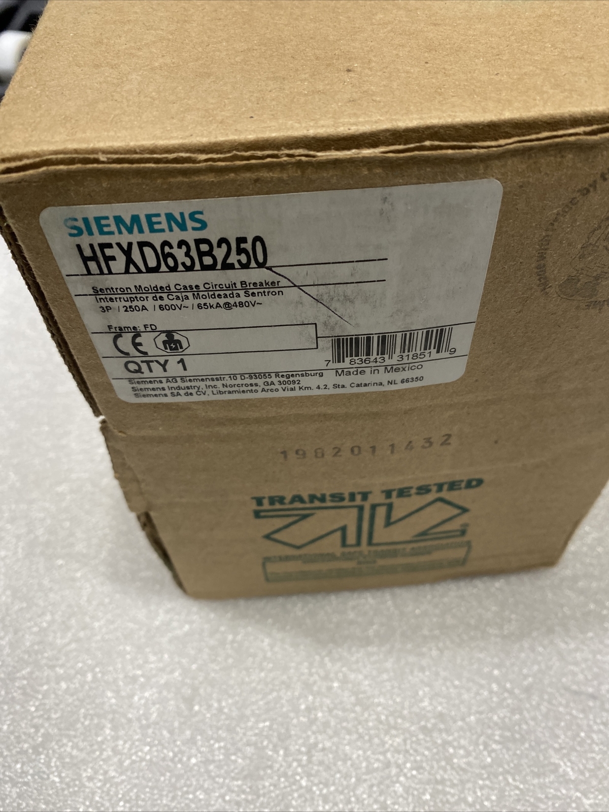 HFXD63B250 SIEMENS 3 POLE 250AMP 600V NEW | eBay